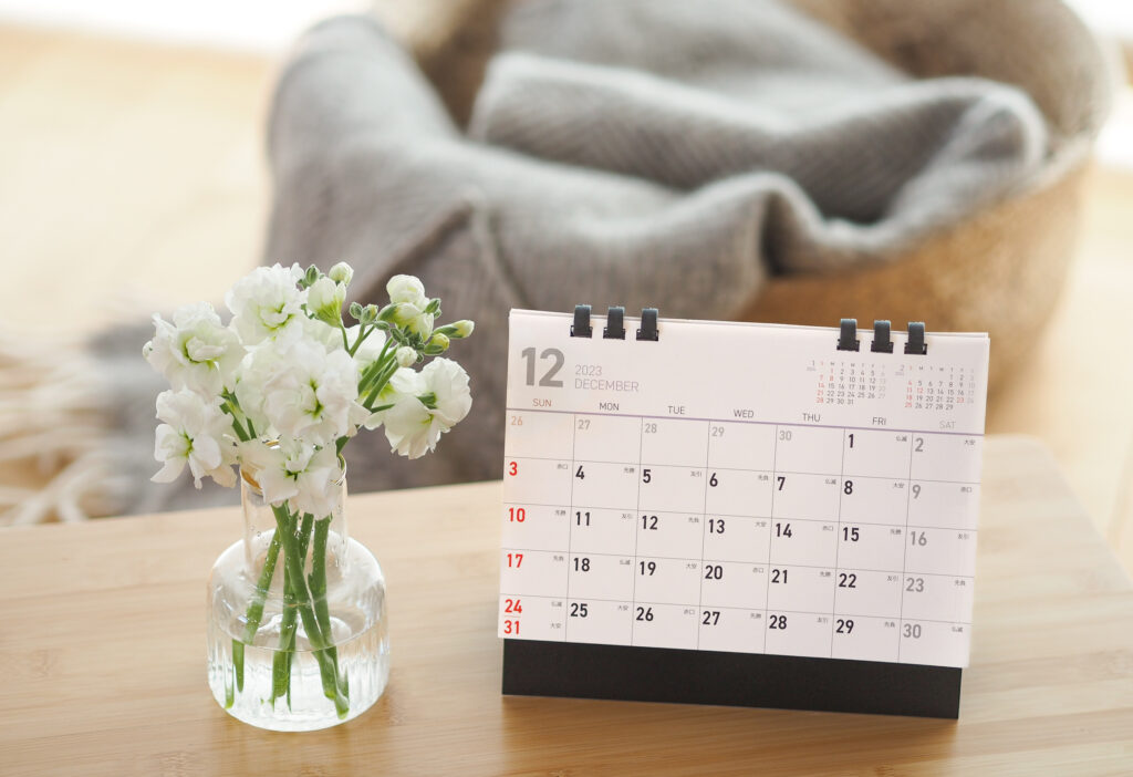 こよみと一輪 12がつ [ブルーアイス／ストック] | Calendia