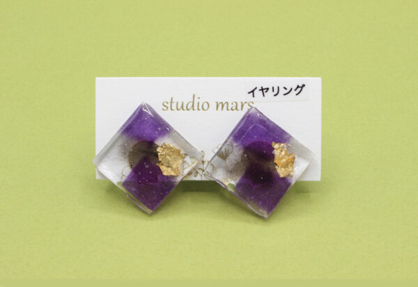 越前和紙イヤリング「彩スクエア」ｰ紫 | アクセサリー | Calendia